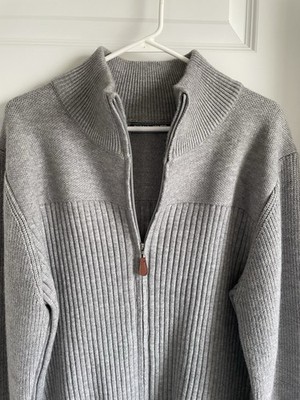 PJ Paul Jone's Zip Up Knit Cardigan Sweater Men's XL Light Gray ...