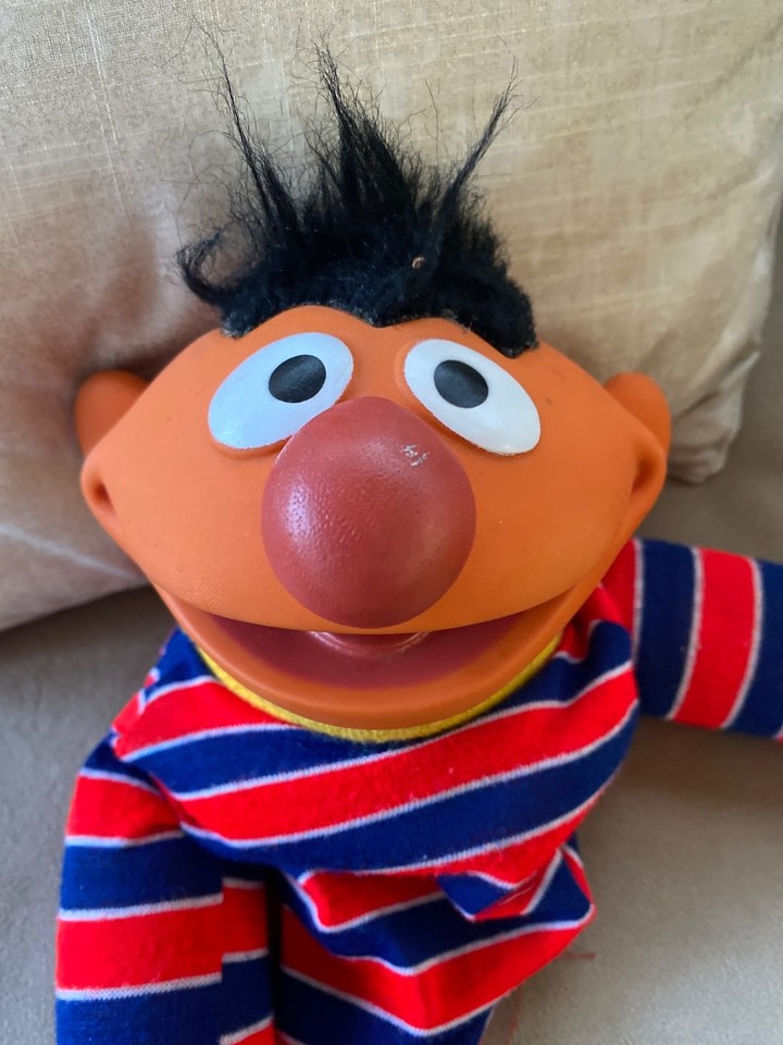 Vintage 1970's Muppets Sesame Street Bert And Ernie Rubber & Cloth Hand ...