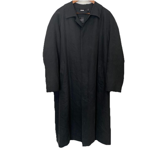 SANYO Mens Black Hidden Button Down Long Trench Coat Size 40R Old Money ...