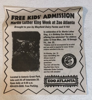 1990s Atlanta Zoo Print Ad Advertisement pa20 | eBay