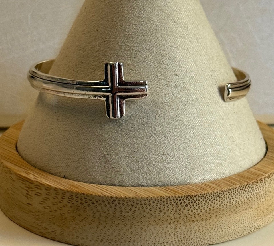 Cross Cuff Bracelet | 925 Sterling Silver Adjustable Open Bangle | eBay