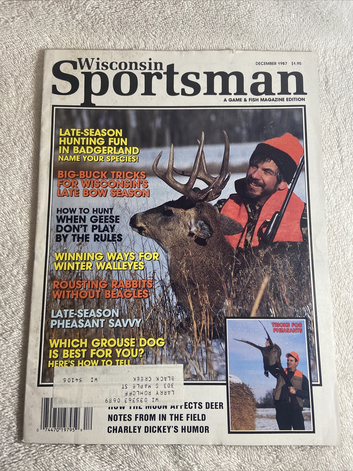 VTG December 1987 Wisconsin Sportsman Hunting Fishing Man Cave Magazine ...