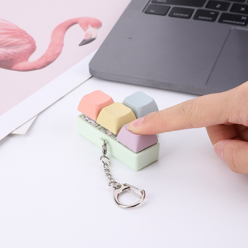 Keyboard Fidget Clicker Keychain 4 Keys DIY Keyboard Clicker Toy for ...