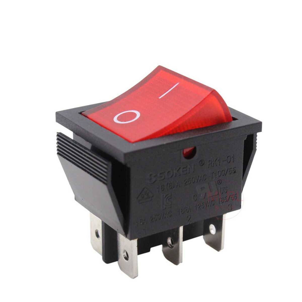 2PCS SOKEN RK1-01 Rocker Switches ON-OFF DPST 6-PIN Switch Red Light ...