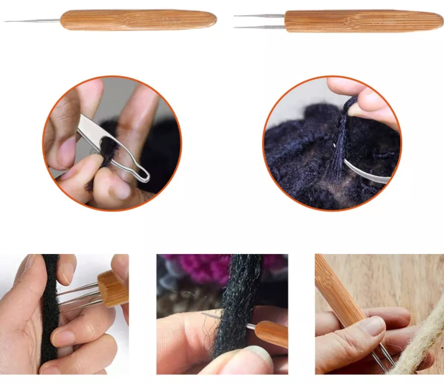 5Pcs DIY Crochet Needle Hook Bamboo Handle Dread Knit Hair Making ...