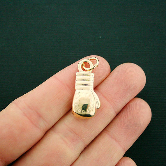 2 Boxing Glove Charms Gold Tone 3D With Attached Jump Ring - GC332 | eBay