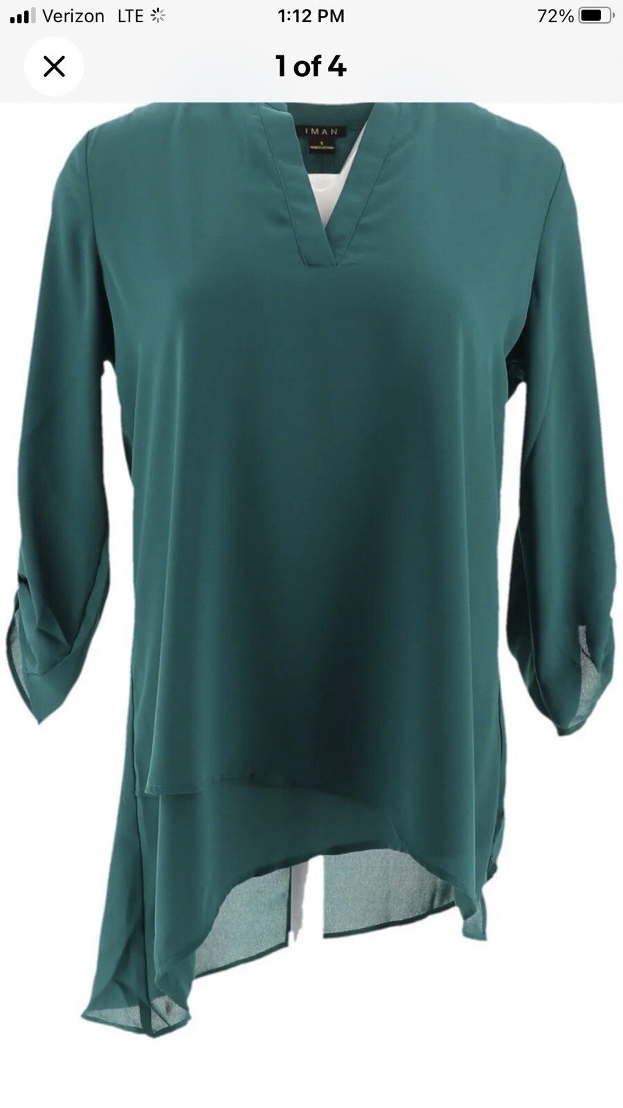 IMAN Global Chic Luxury Resort 3/4-Slv Draped Tunic Jade XS # 597-689 ...