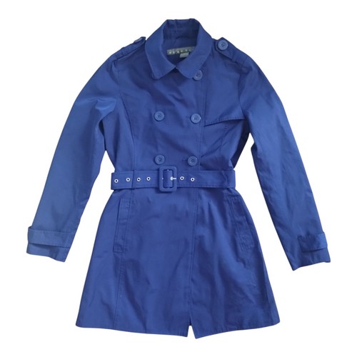 Kenneth Cole Women's Double Breasted, Belted, Cobalt Blue Rain Coat ...