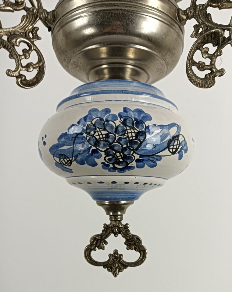 Gorgeous Delft Chandelier Blue white with lampe Belge antique French ...