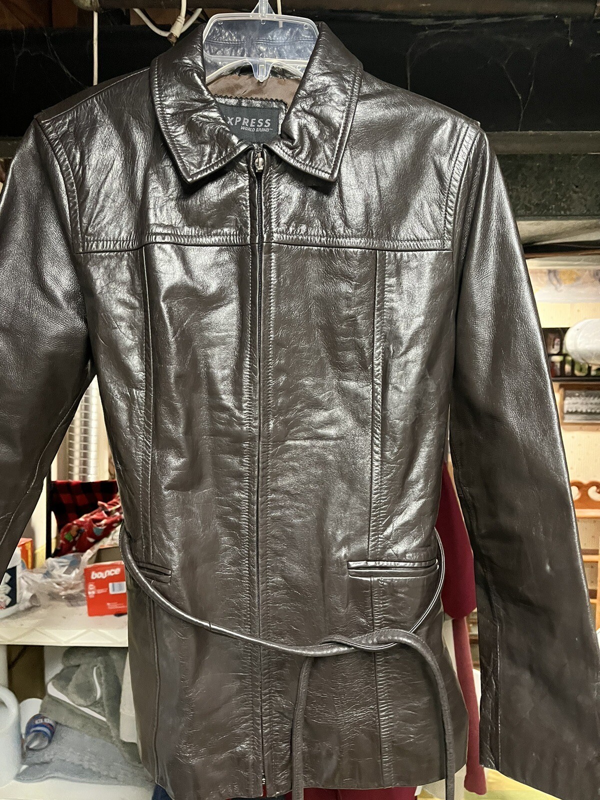 Vintage Express Dark Brown Leather Jacket Size Medium - Gem