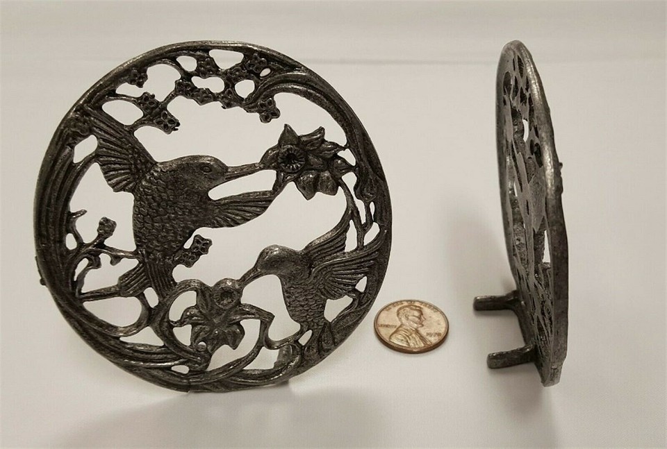 VINTAGE GENUINE SOLID PEWTER HUMMINGBIRDS DECORATIVE STAND WINDOW ...
