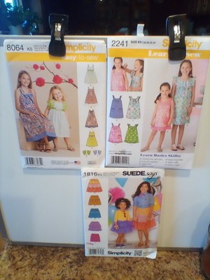 Simplicity girls Patterns 241, 1816, 8064 dresses and skirt | eBay