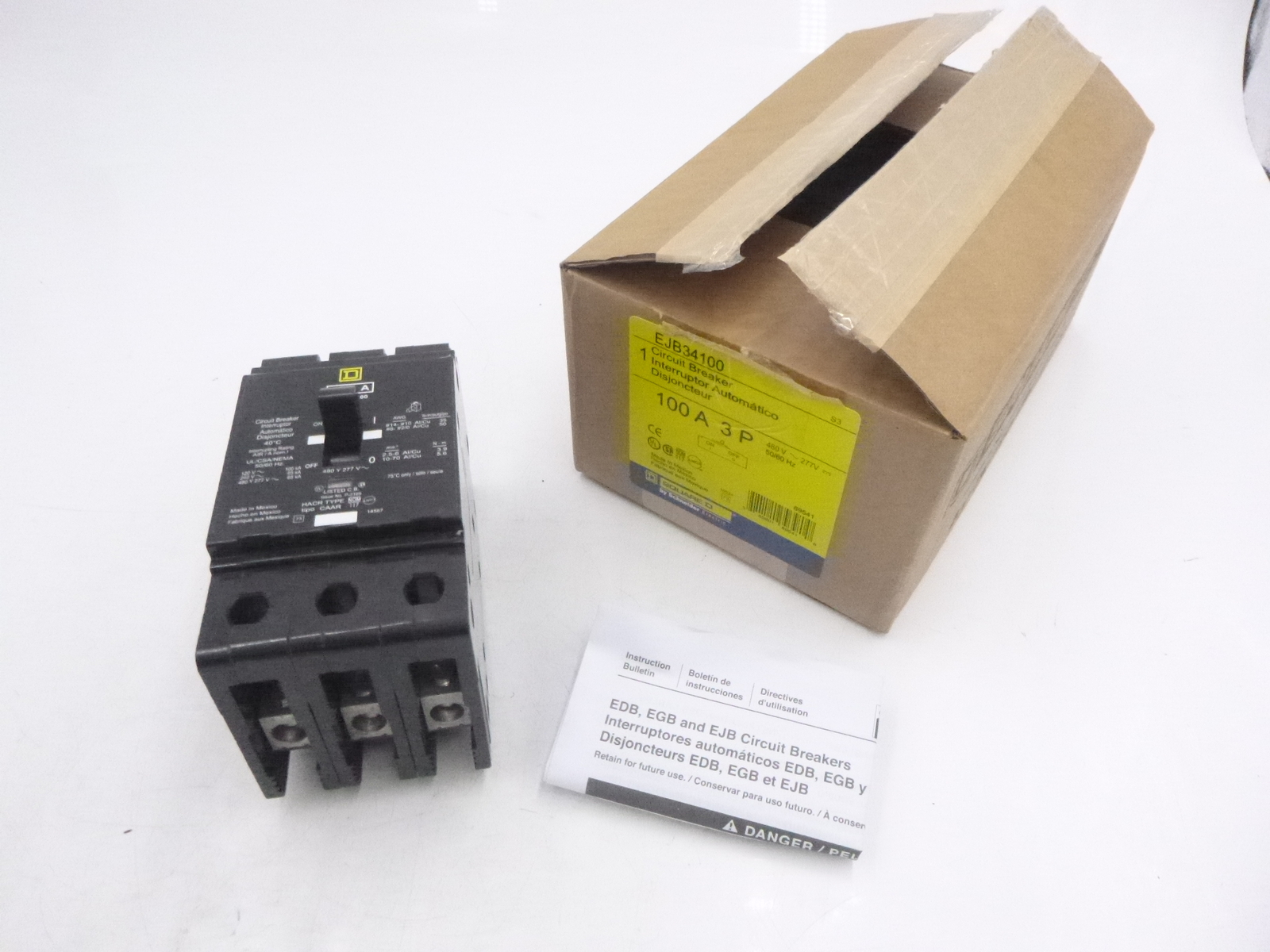 SQUARE D 100 Amp 480V 3 Pole Circuit Breaker EJB34100 | eBay