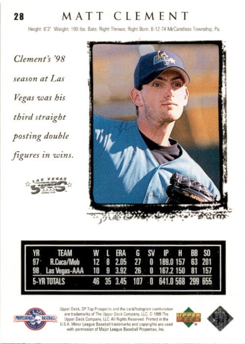 1999 SP Top Prospects Matt Clement #28 Las Vegas Stars | eBay