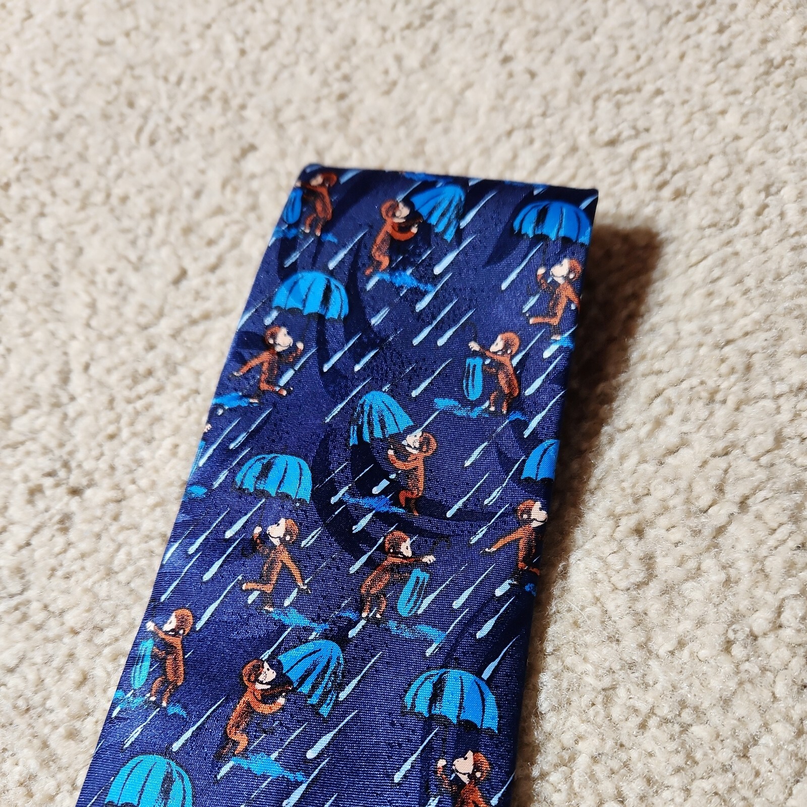 Curious George Umbrella Rain Cartoon Vintage Novelty Necktie Polyester ...