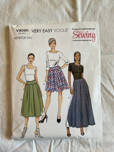 Drop Waist Pleated Skirt Very Easy Vogue 9090 Sewing Pattern Size 6-22 ...