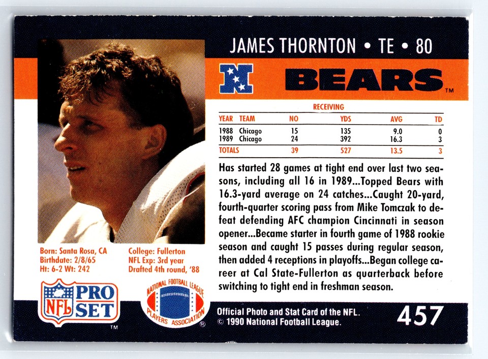 1990 Pro Set #457 James Thornton | eBay