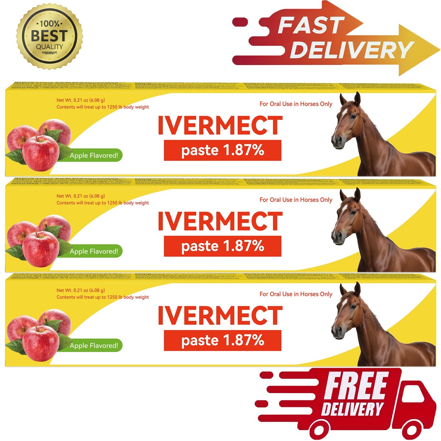 1PAck/10pack Paste Horse Dewormer - Apple Flavor Exp-2027 effective ...