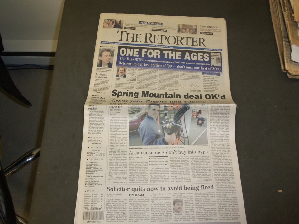 1999 DECEMBER 31 THE REPORTER (MONTGOMERY, PA) NEWSPAPER- END OF ...