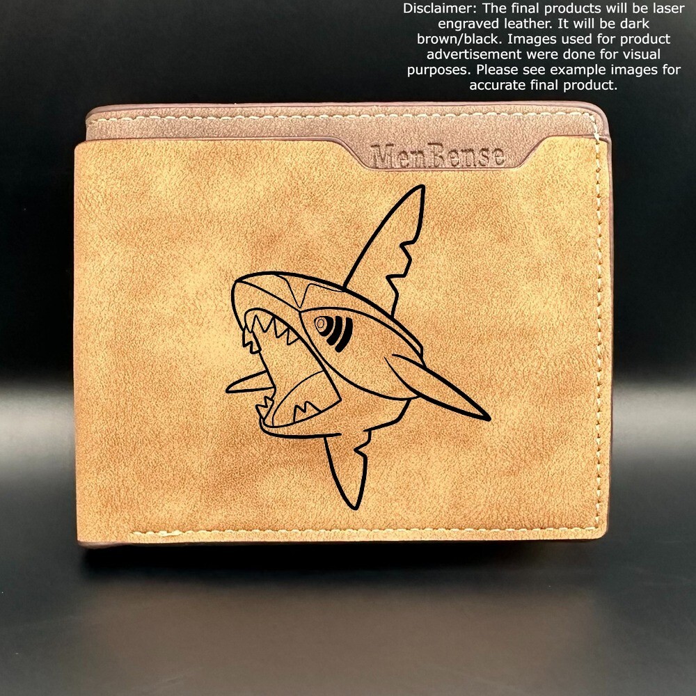 Custom SHARPEDO Leather Bi Fold Wallet - Laser Engrav… - Gem