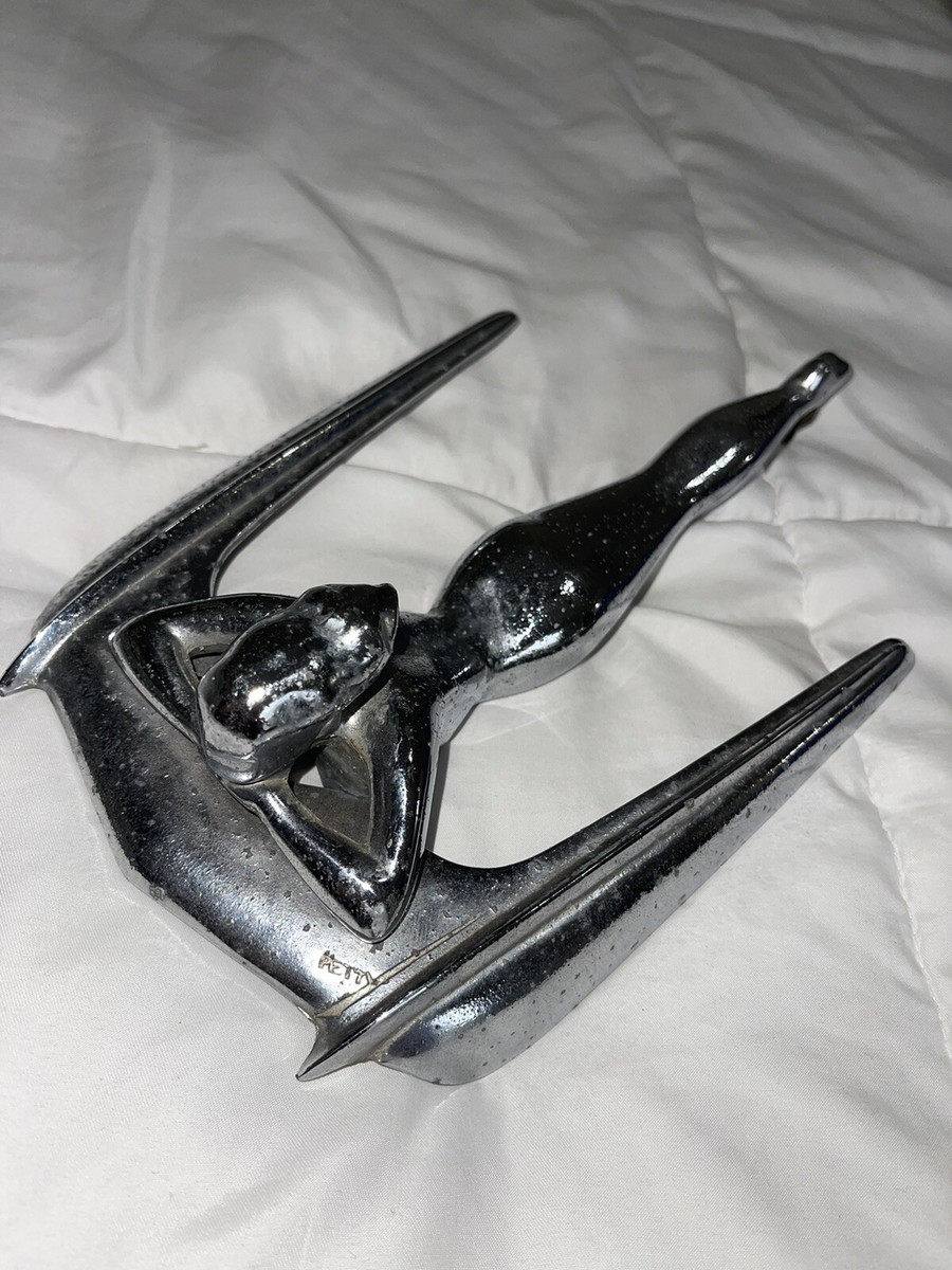 1953 Nash Hood Ornament Flying Goddess Classic Deco Petty Original
