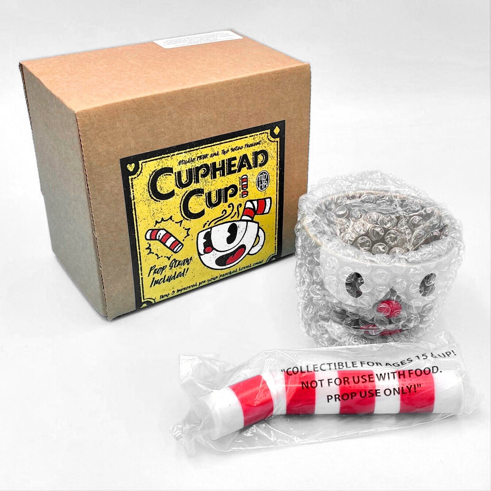 Cuphead Ceramic Mug Coffee Cup with Prop Straw Stirrer 10oz Official ...