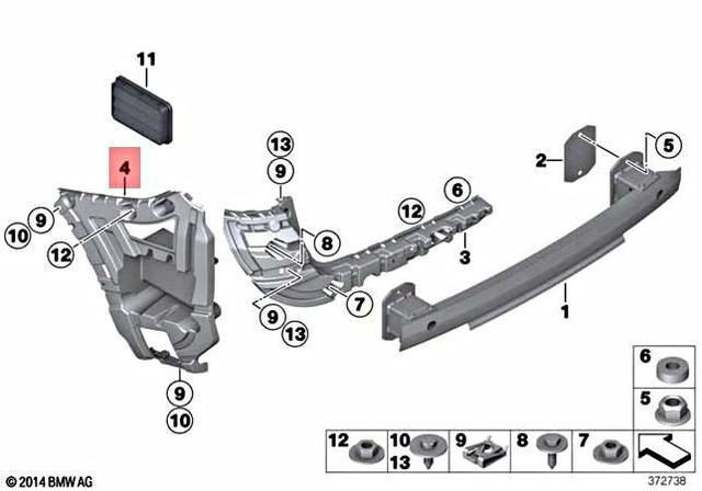 BMW OEM 11-14 X3 Rear Bumper-outer Support Left 51127210077 for sale ...
