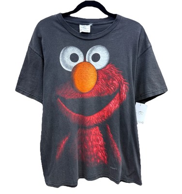 Vintage 90s Elmo Big Face Shadow Blackout Shirt Faded Black Sesame ...