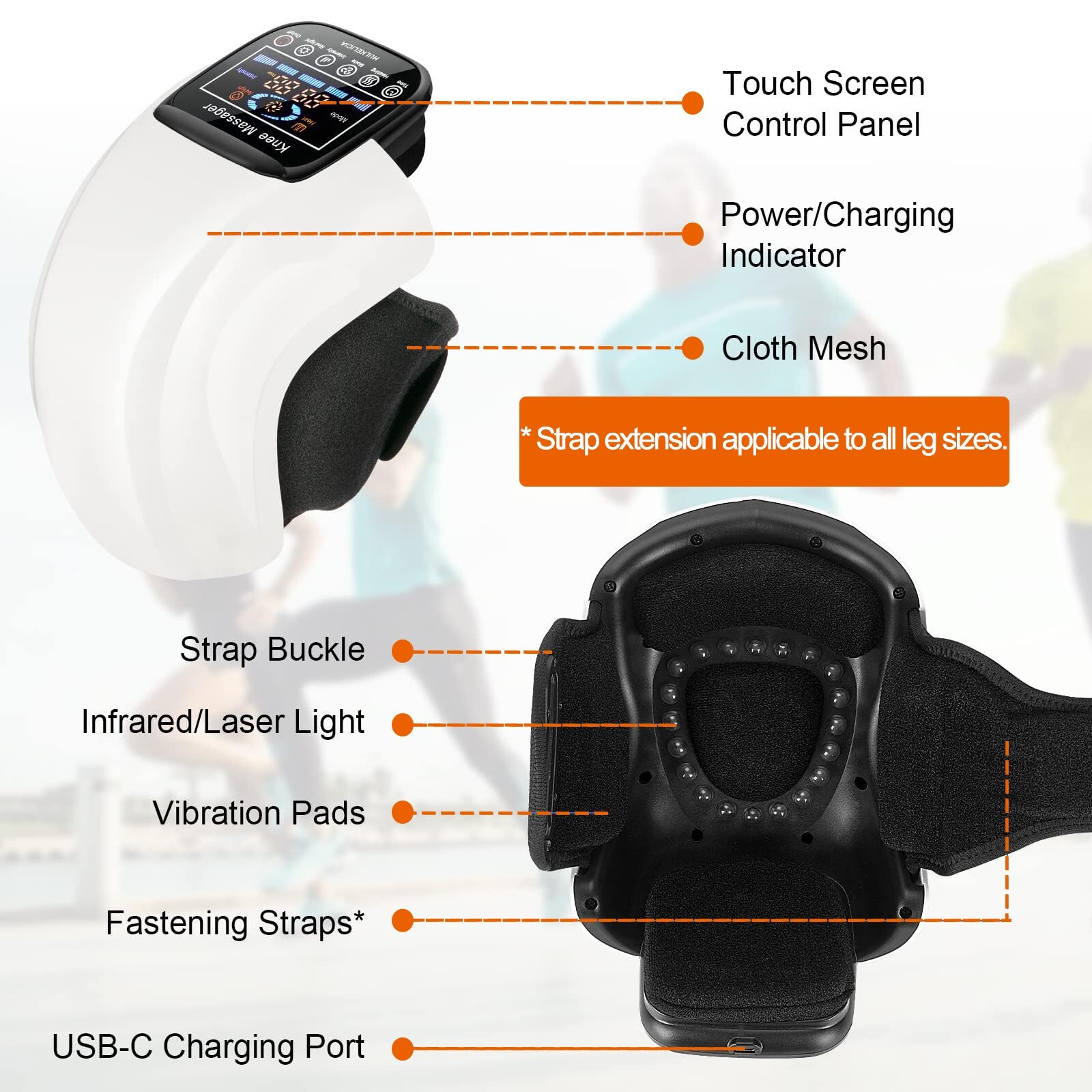 Electric Knee Massager Infrared Heat Therapy Vibrate Kneading Joint ...
