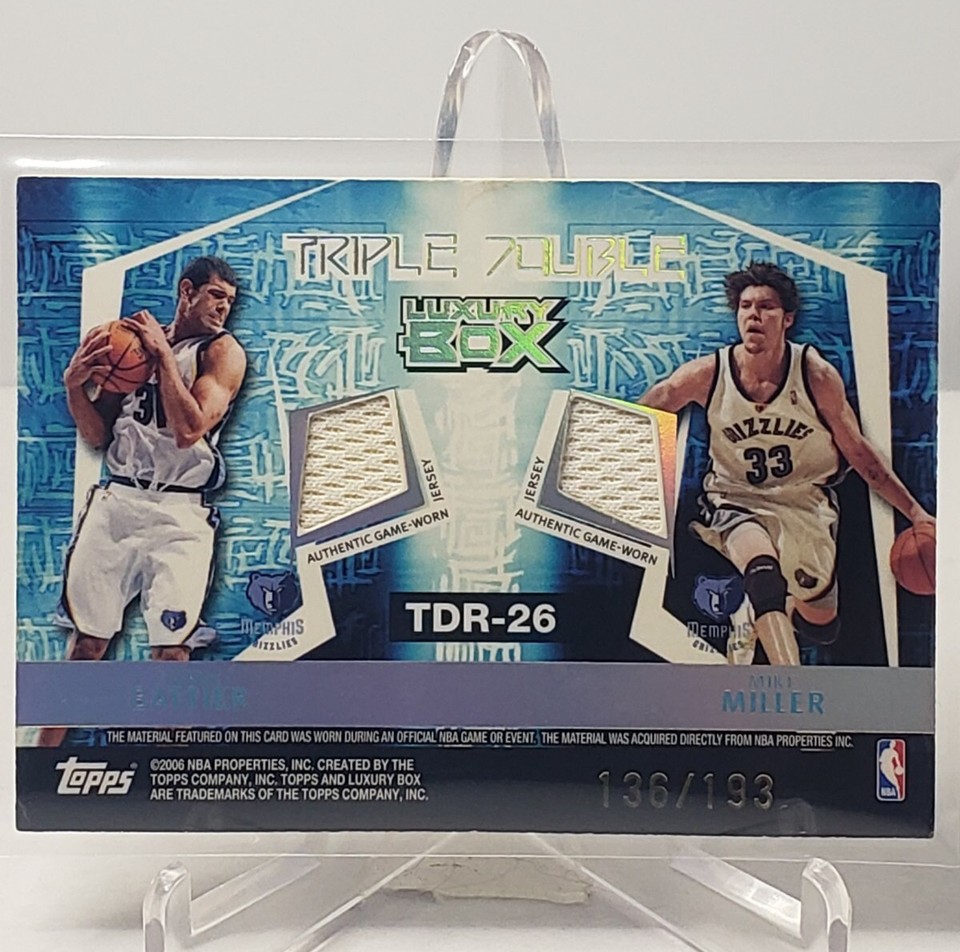 2005-06 Topps Luxury Box Gasol Miller Battier Jersey Relic /193 Triple ...