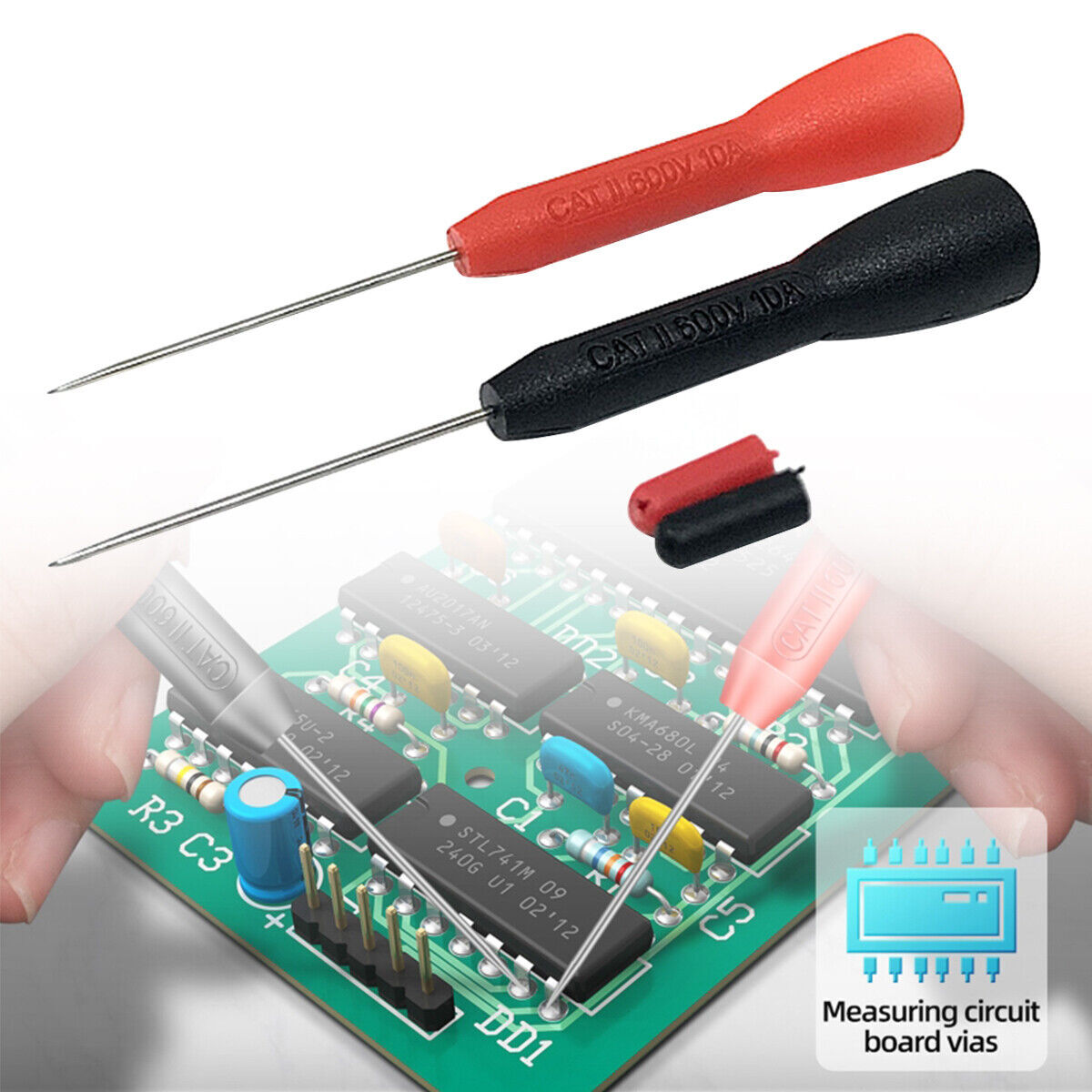 Universal Multimeter Test Lead Extention Back Probes Sharp Needle Micro ...