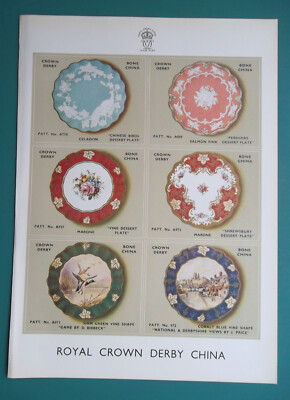 ROYAL CROWN Derby China Advertisement Manchester England - 1955 COLOR ...