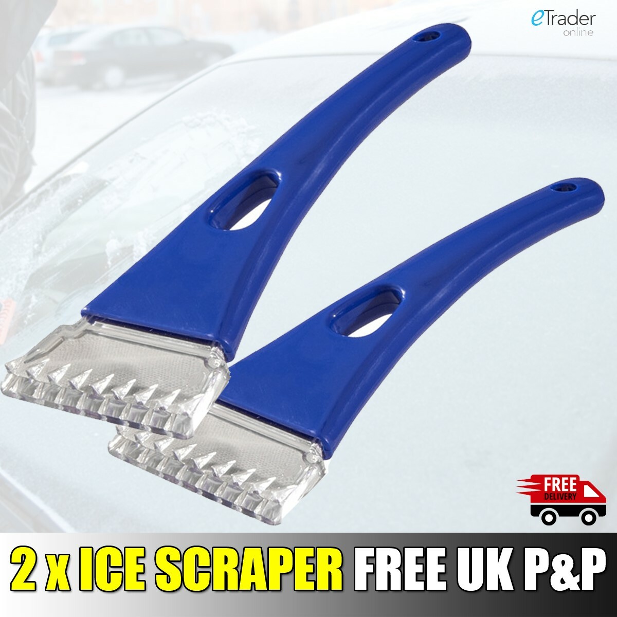 2 x ICE SCRAPER FOR CAR & VAN WINDSCREEN SNOW REMOVER SCRAPERS FROST ...