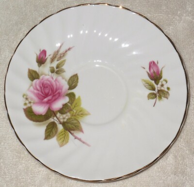 ROYAL PATRICIAN ENGLAND FINE BONE CHINA SAUCER PINK ROSE & ROSE BUDS | eBay