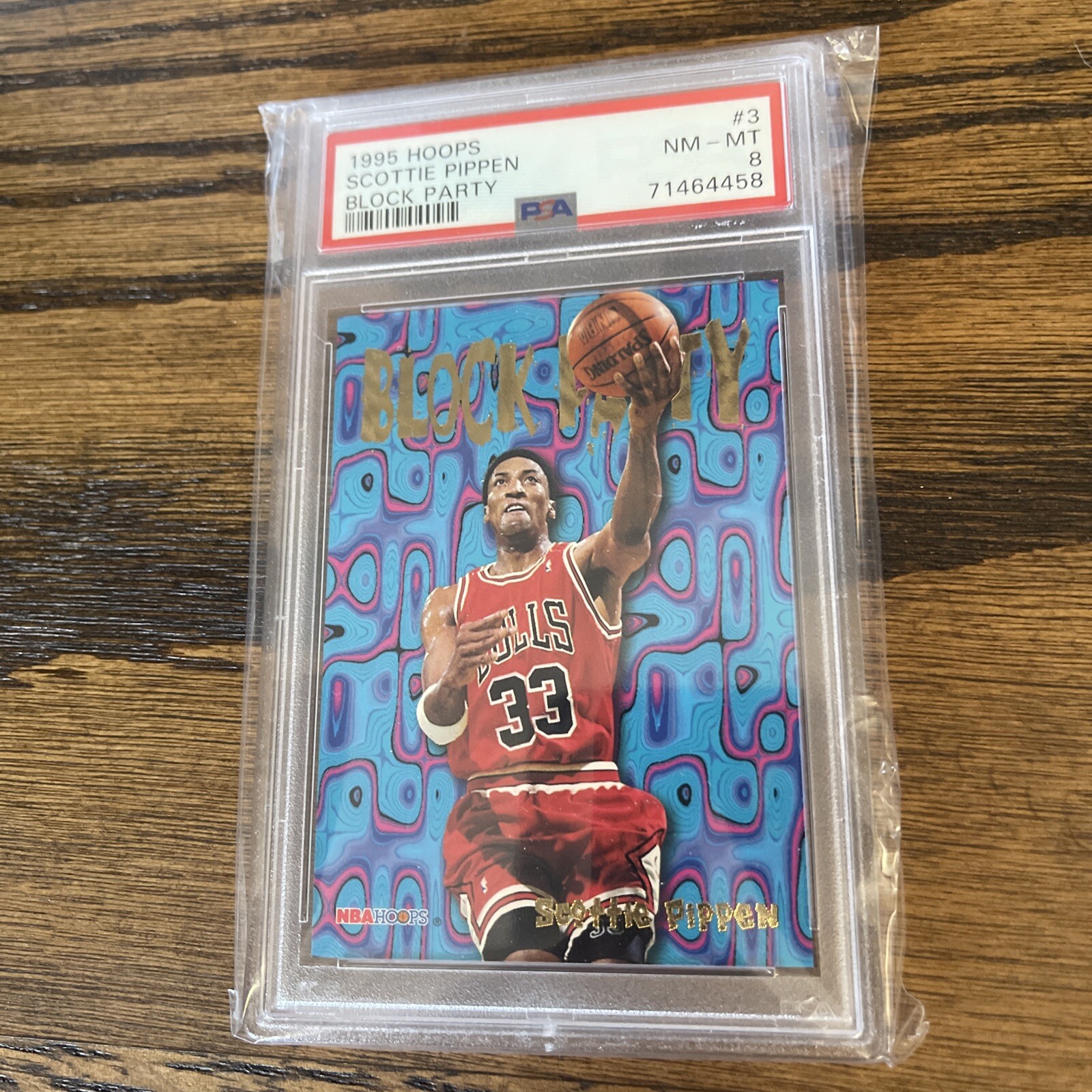PSA 8 NEAR MINT 1995 HOOPS SCOTTIE PIPPEN #3 BULLS BLOCK PARTY LOW POP ...