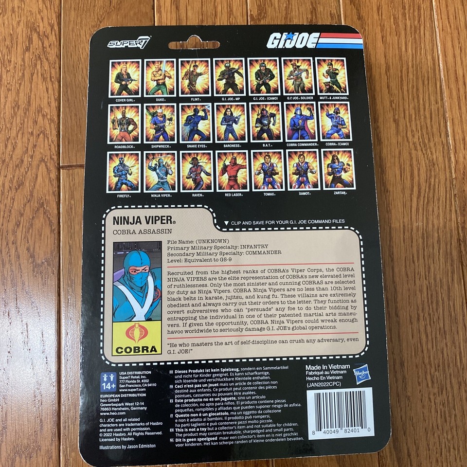 GI Joe Ninja Viper Cobra Assassin ReAction Retro Series 3.75" Super7 ...