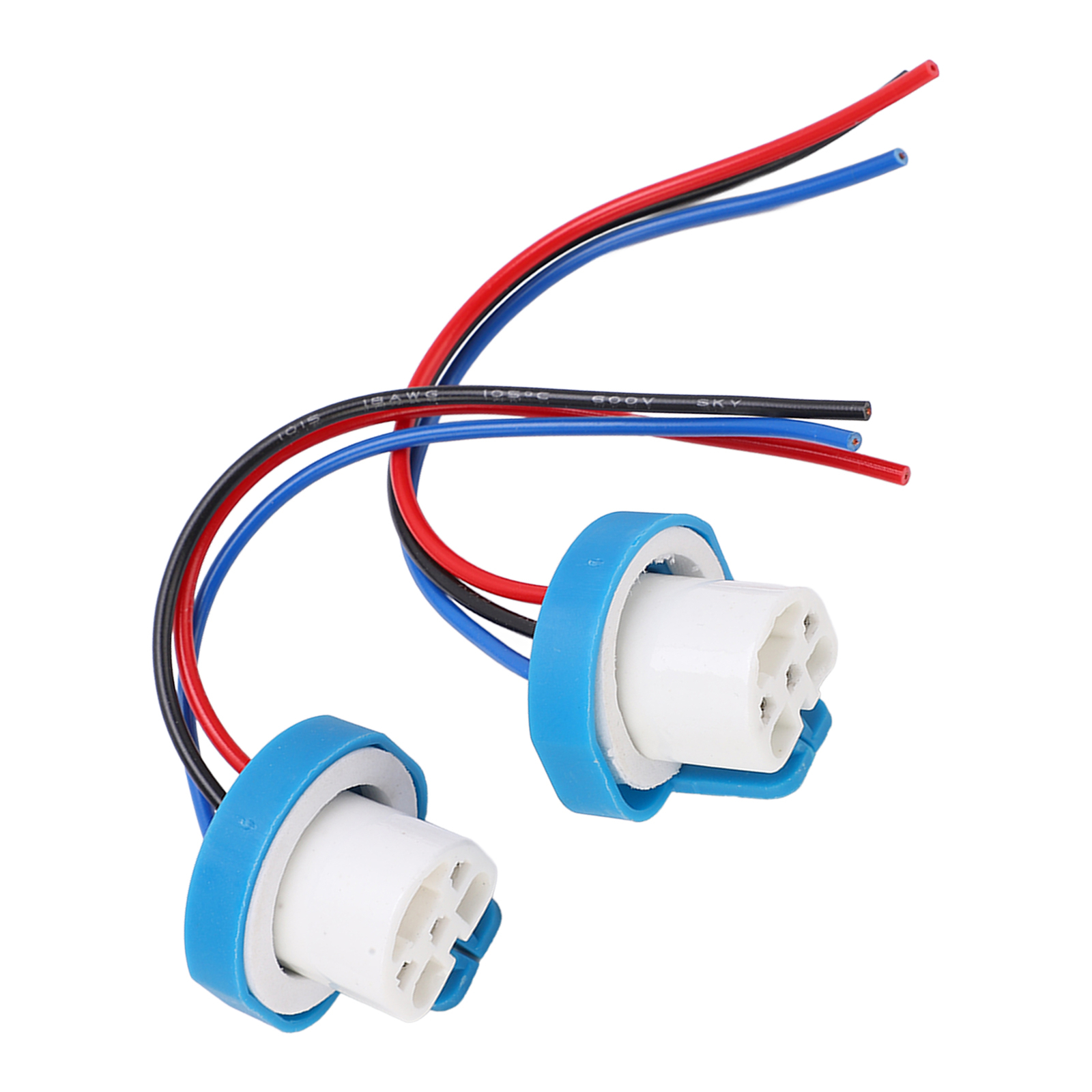 2x 9007‑2 Headlight Ceramic Female Base Socket Bulb Holder Wire ...