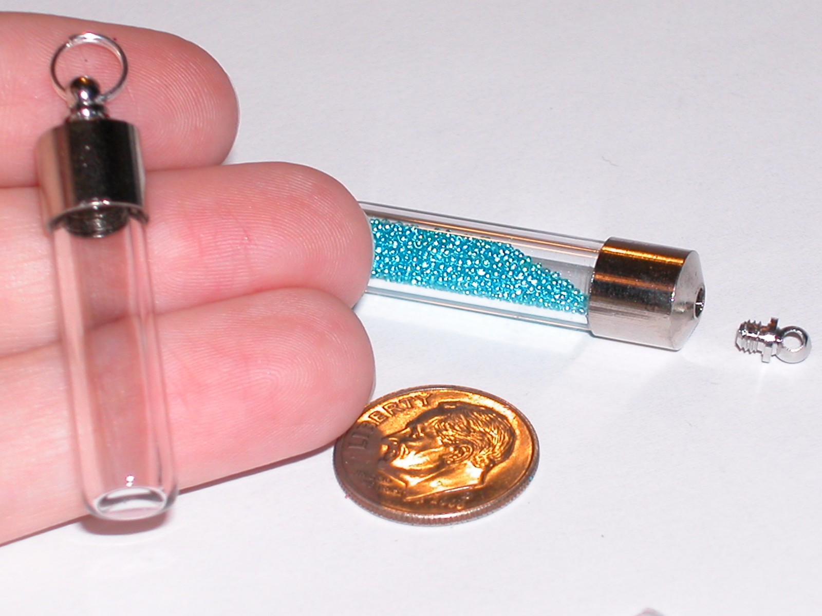 1 XL Large Tube Glass bottle * vial *charms * necklace pendants~8mm ...