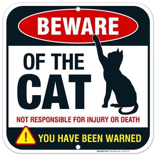 Beware of Cat Sign, Funny Attack Cat Sign, | eBay