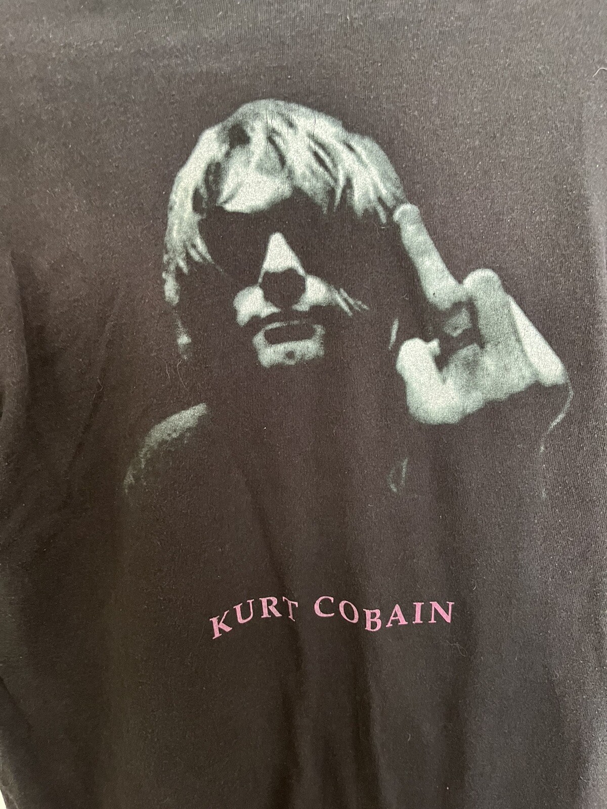 Vintage Nirvana Kurt Cobain Middle Finger Shirt T-Shirt Size S | eBay