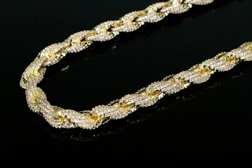 ICE OUT Bustdown 8mm 20ct VVS1 Lab Simulated Diamonds Rope Chain 14k ...