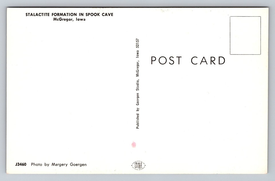 Photochrome Postcard Stalactite Formation in Spook Cave McGregor Iowa ...