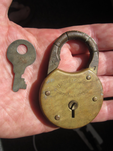Vintage Eagle Lock Co. Terryville, Ct - Brass Padlock with Key | eBay