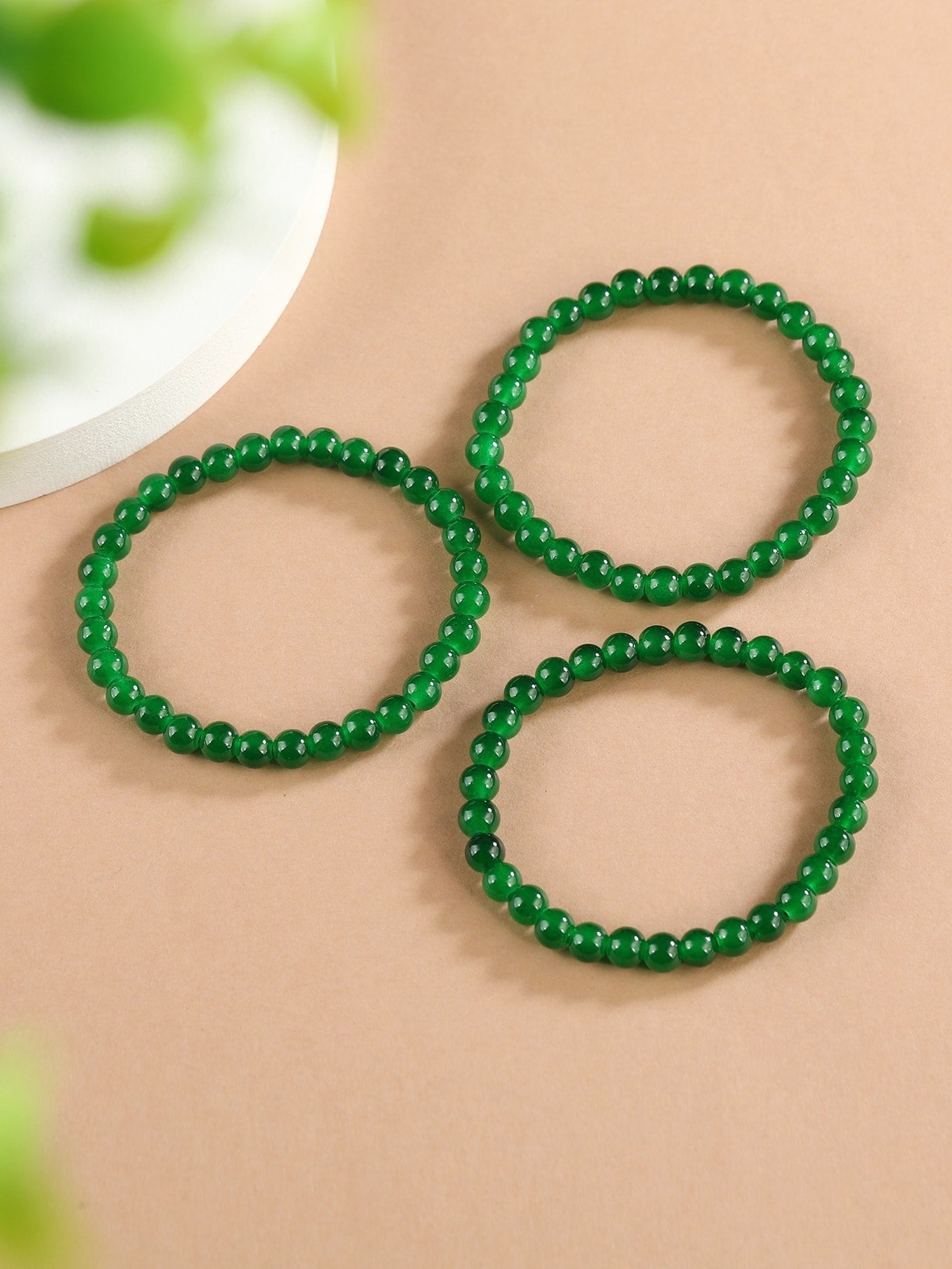 3pcs Green Minimalist Beaded Bracelet Bead-string Bracelet Jewelry ...
