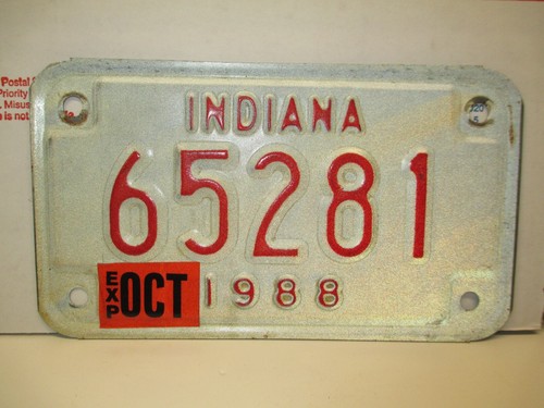 Vintage Indiana License Plate Motorcycle 1988 | eBay