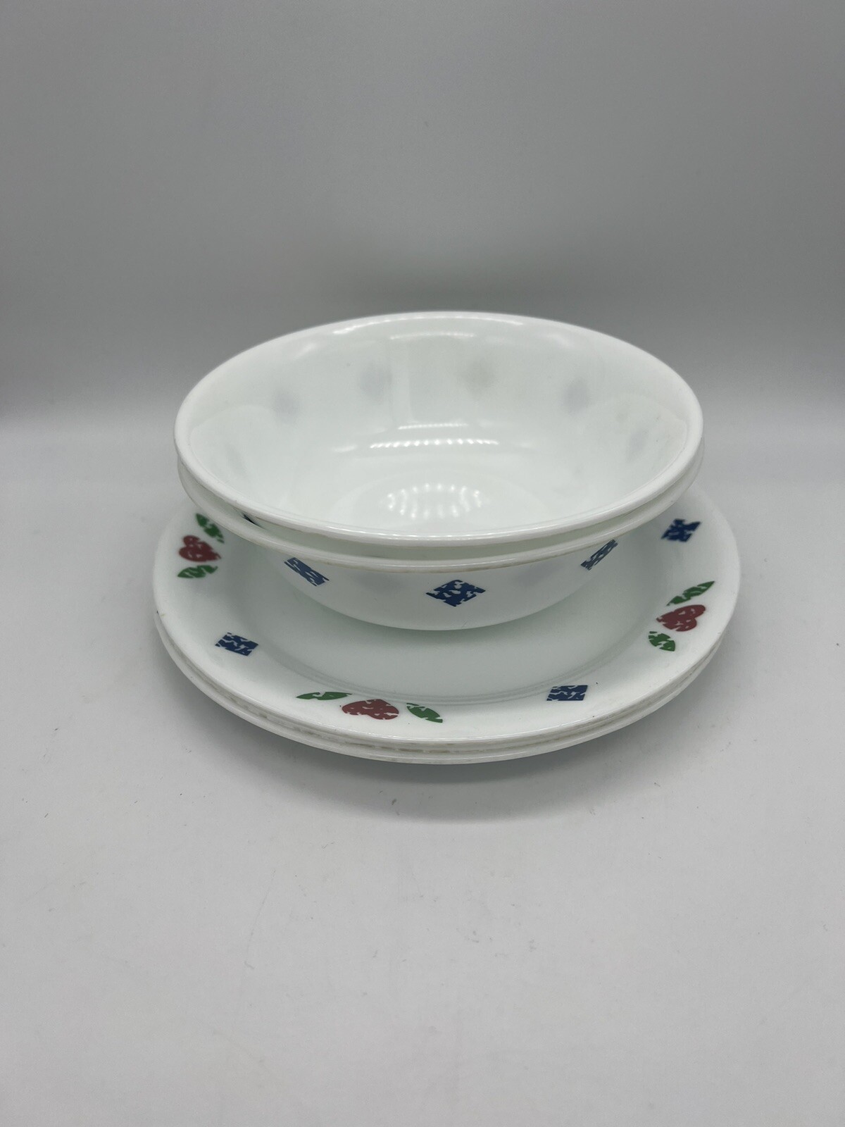 Corelle Corning Quilt Pattern (3) Bread Plates 7 1/4” (2) Cereal/Ice ...