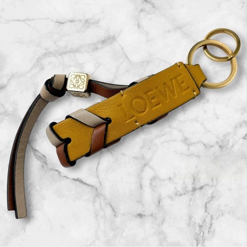 LOEWE Key Holder Key Ring Anagram Braided Yellow | eBay