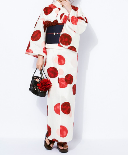 Japanese Summer kimono Yukata Robe Polka dots Yukata obi set Women’s | eBay
