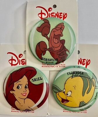 Lot of 3 Vintage 1989 Disney's The Little Mermaid Movie Pinback Button ...