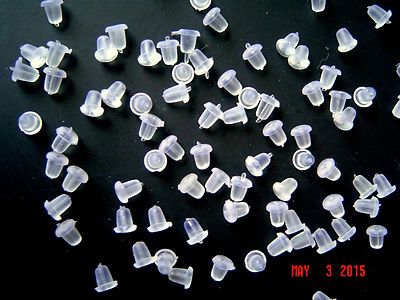 (50 Qty.) PLASTIC RUBBER ( SILICONE ) EARRING BACK STOPPER POST NUT 4mm ...